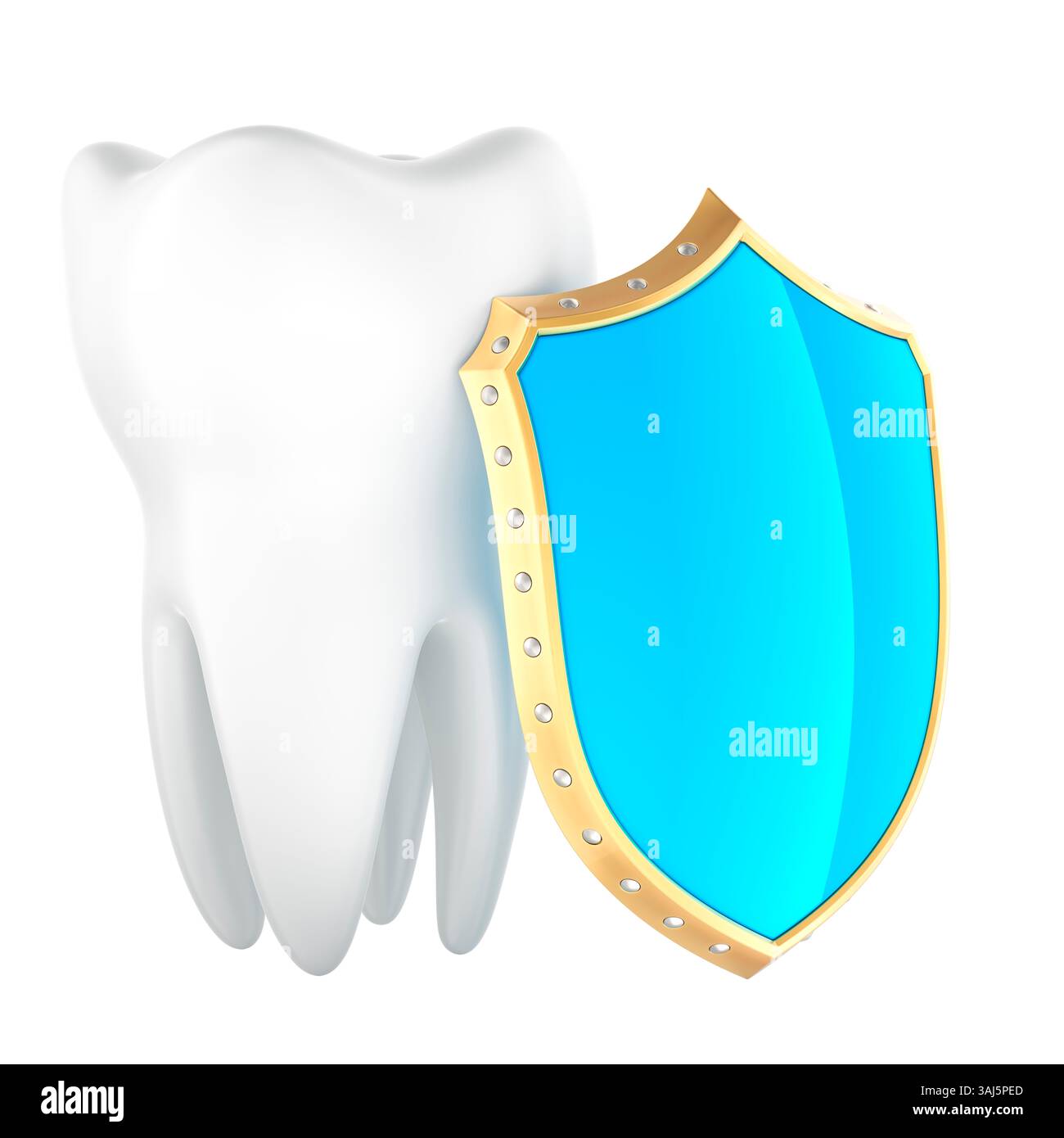 Tooth with Shield. 3D rendering isolated on white background Stock ...