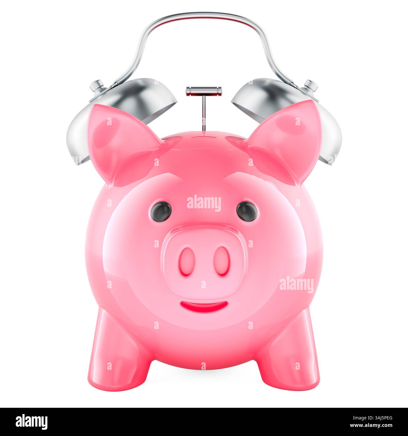 Piggy bank as alarm clock, 3D rendering isolated on white background ...