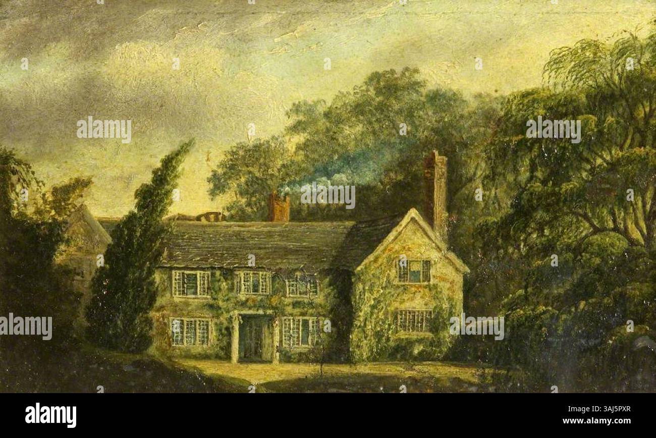 This 1828 oil painting depicts Exwick House in Exeter, showcasing the ...