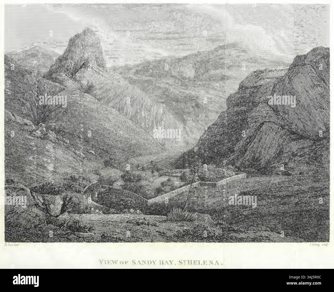 View of Sandy Bay, St. Helena by Henry Salt, a print engraved by John ...