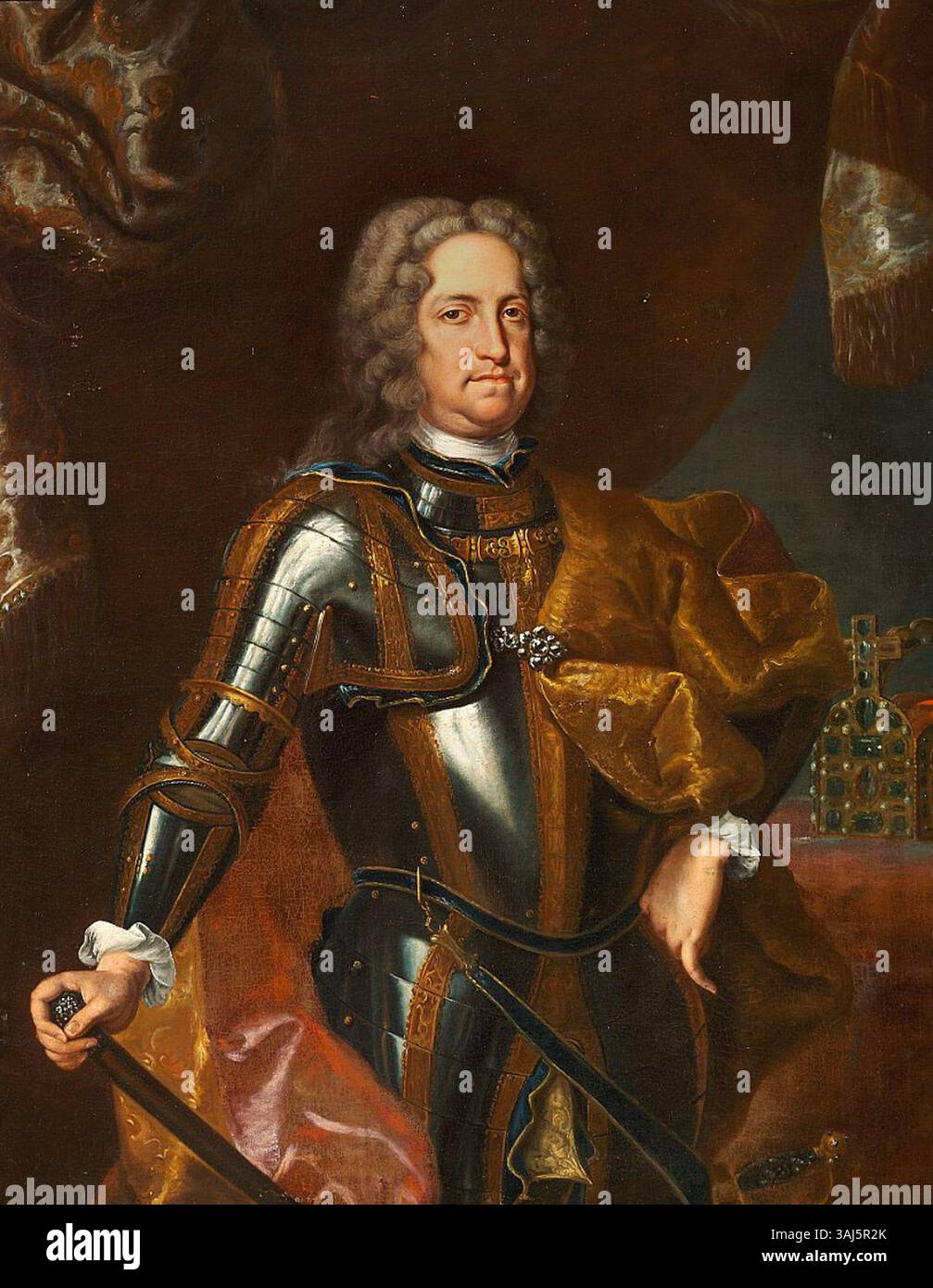 Portrait of Emperor Charles VI, depicted in full armor, highlighting ...