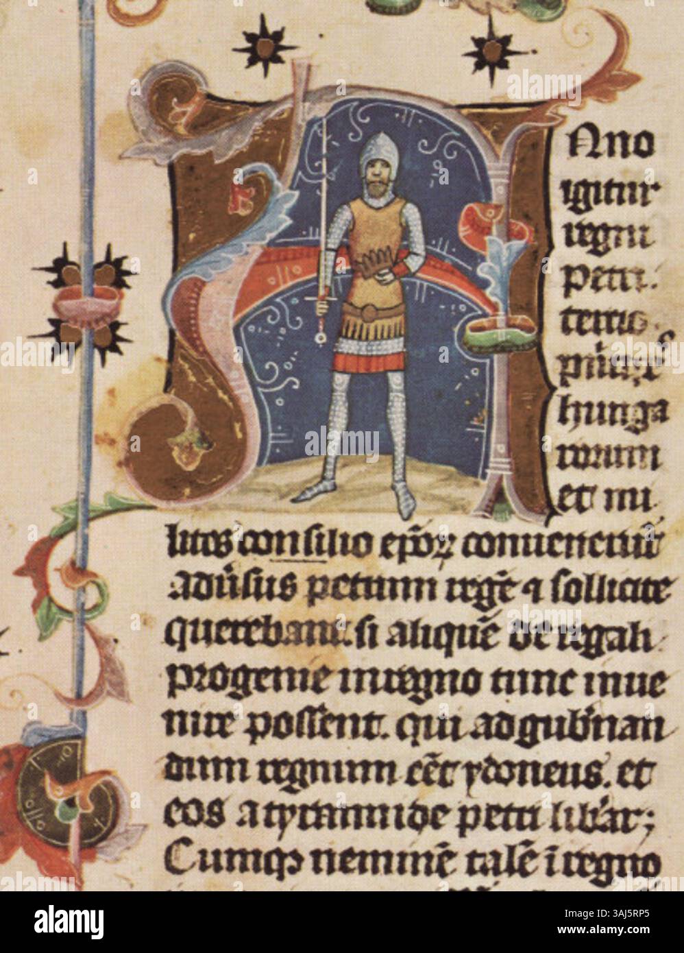 This 1360 illustration from the 'Chronicon Pictum' depicts King Samuel ...