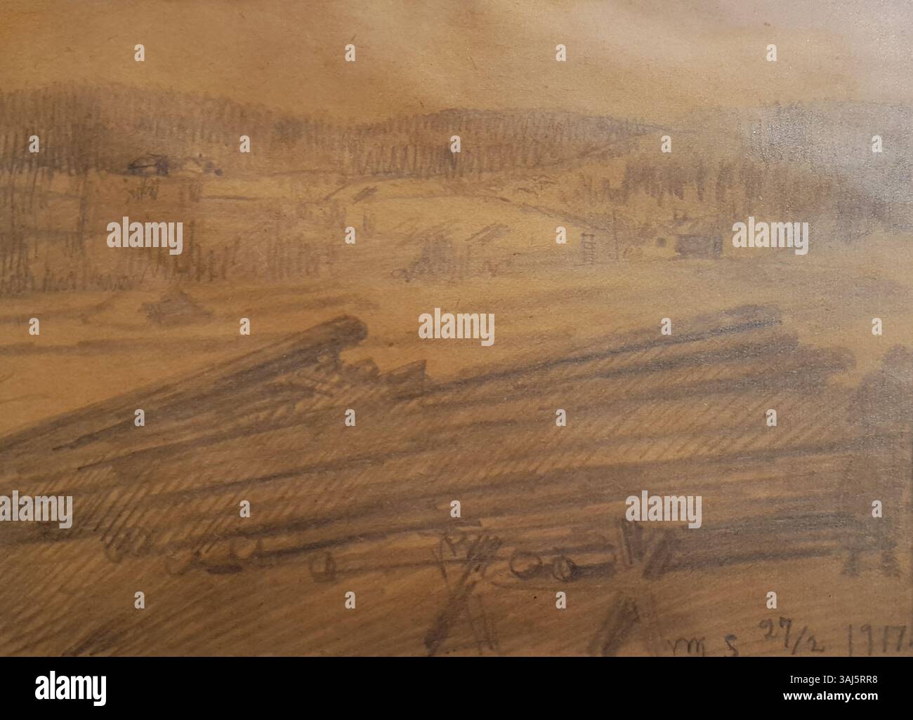 A landscape drawing by Mosse Stoopendaal from 1917, showcasing the ...