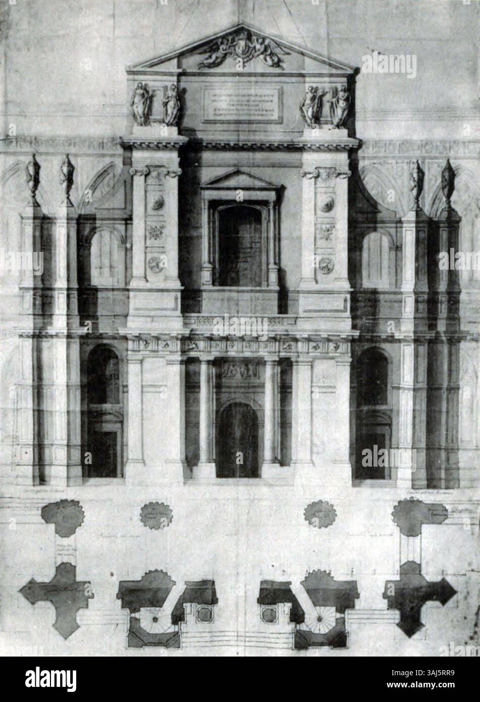 Adjusted project elevation for the south transept façade of Orléans ...