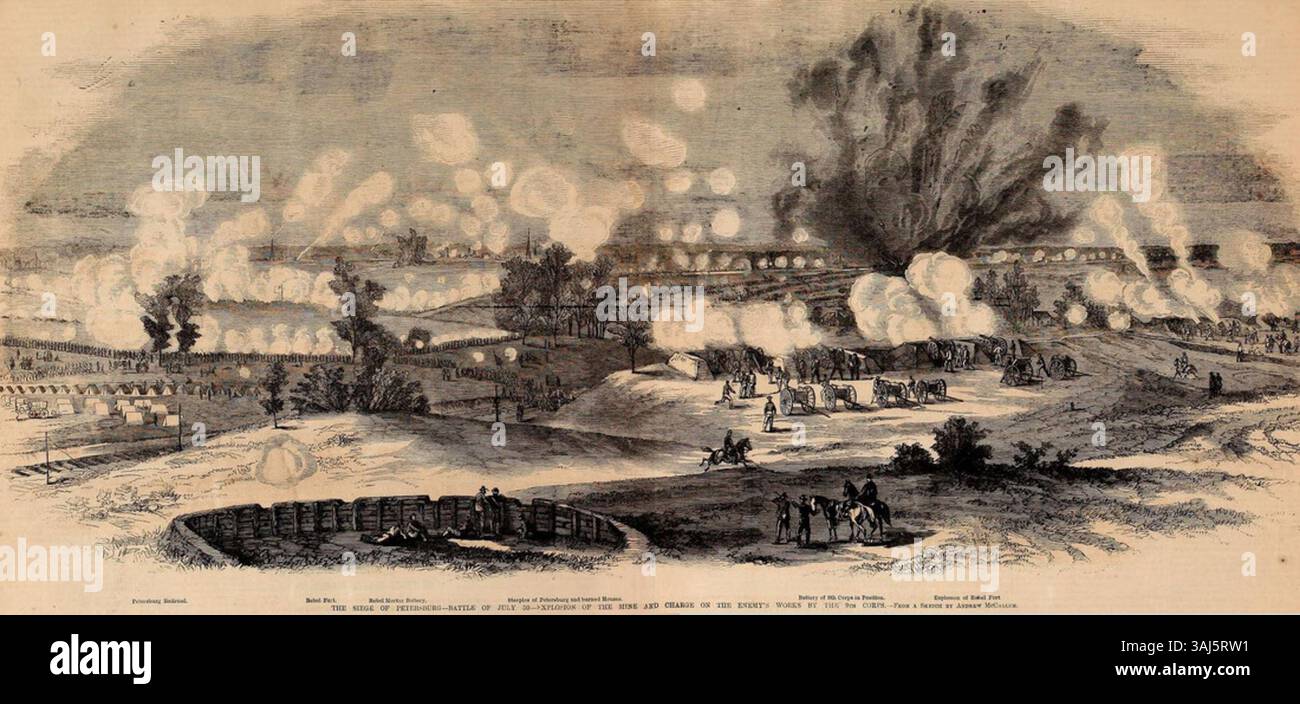 Andrew MacCallum's 'Battle of July 30, 1864' depicts the explosion of a ...