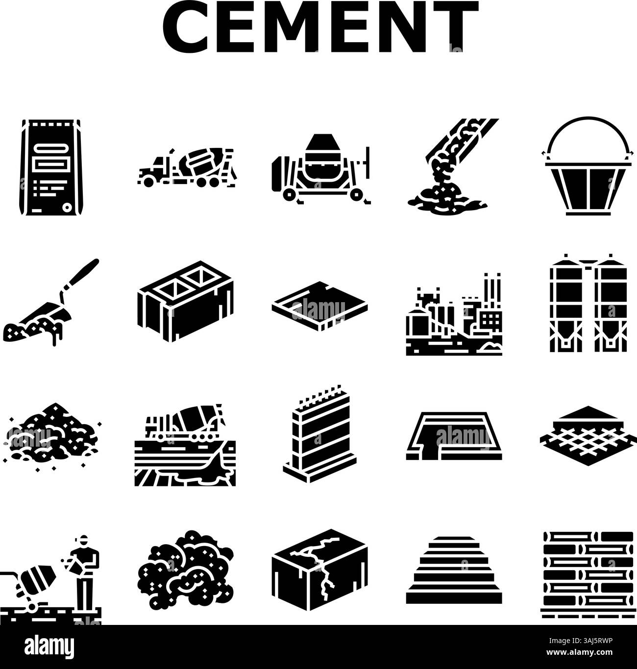 cement concrete construction icons set vector Stock Vector Image & Art ...