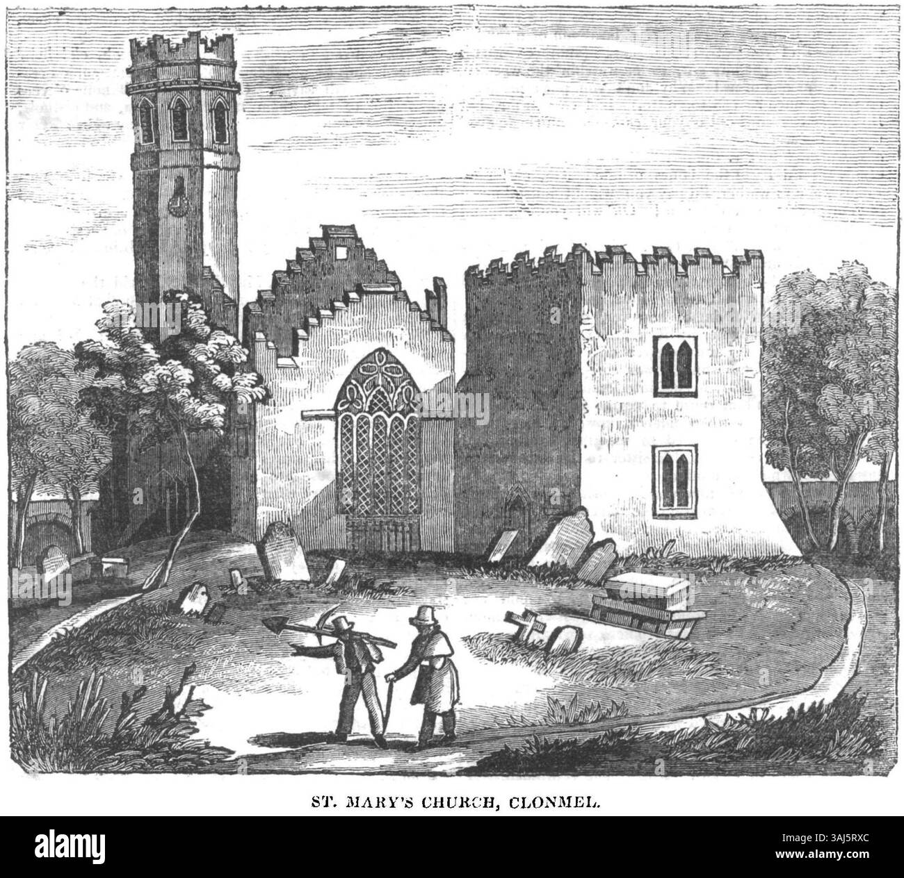 A depiction of St. Mary's Church in Clonmel from 1836, as featured in ...