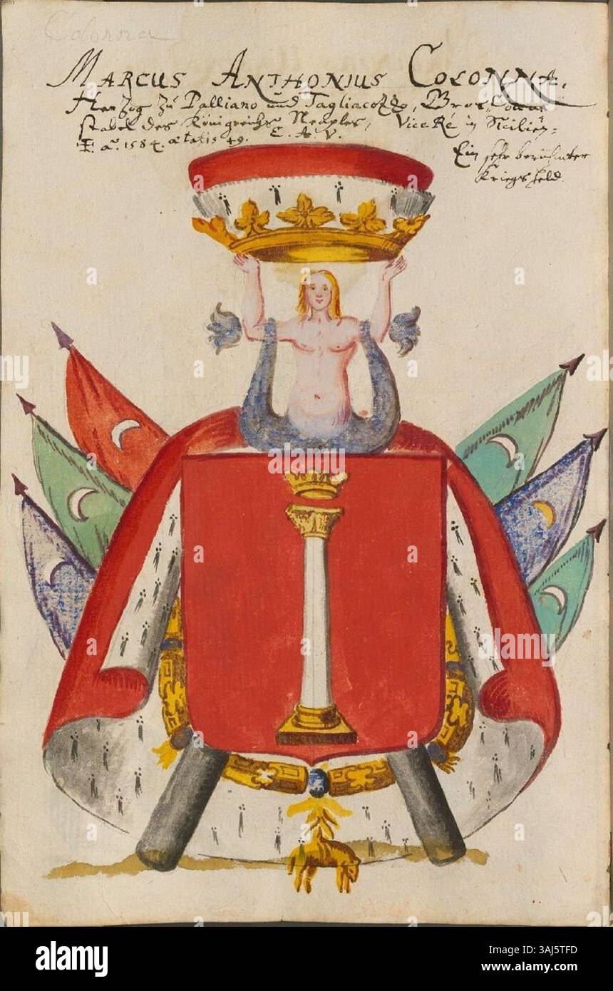 Coat of arms of Marcantonio II Colonna, 16th century, heraldic emblem ...