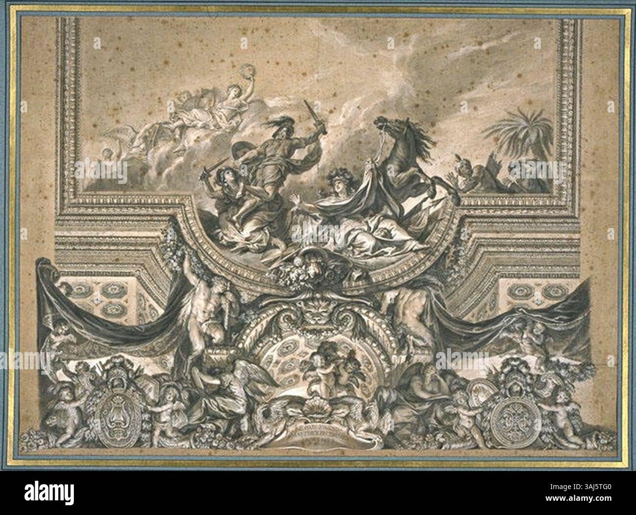 Jean-Baptiste Massé’s pen drawing of the famous ceiling painting by ...