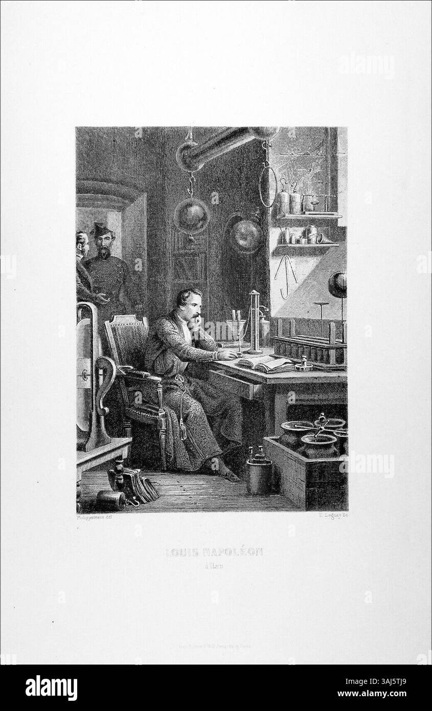 An engraving of Louis Napoléon Bonaparte, incarcerated at Fort de Ham ...