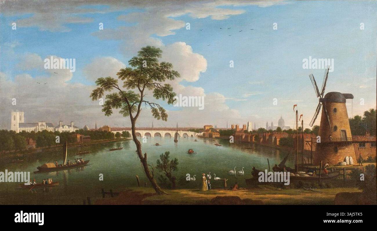 The painting by Peter Tillemans, created between 1710 and 1734, depicts ...