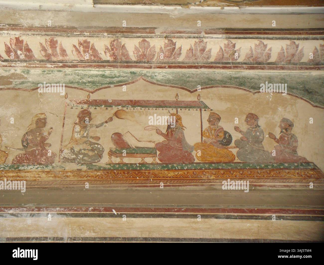 A fresco at Gurdwara Bhumman Shah, located in Depalpur, Punjab, Pakistan, depicts themes central ...