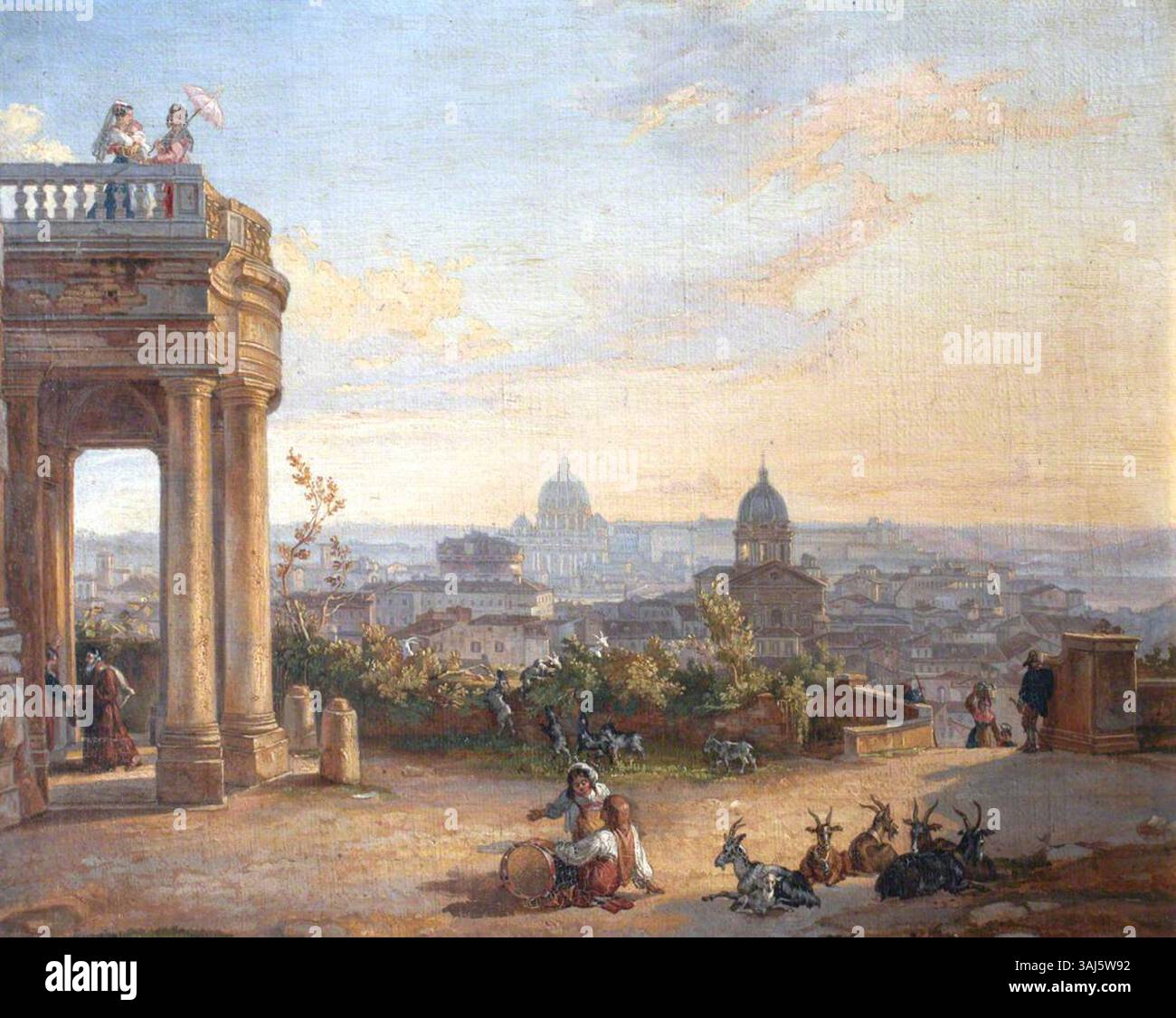 The painting 'View of Rome from a Palazzo' from the early 19th century ...