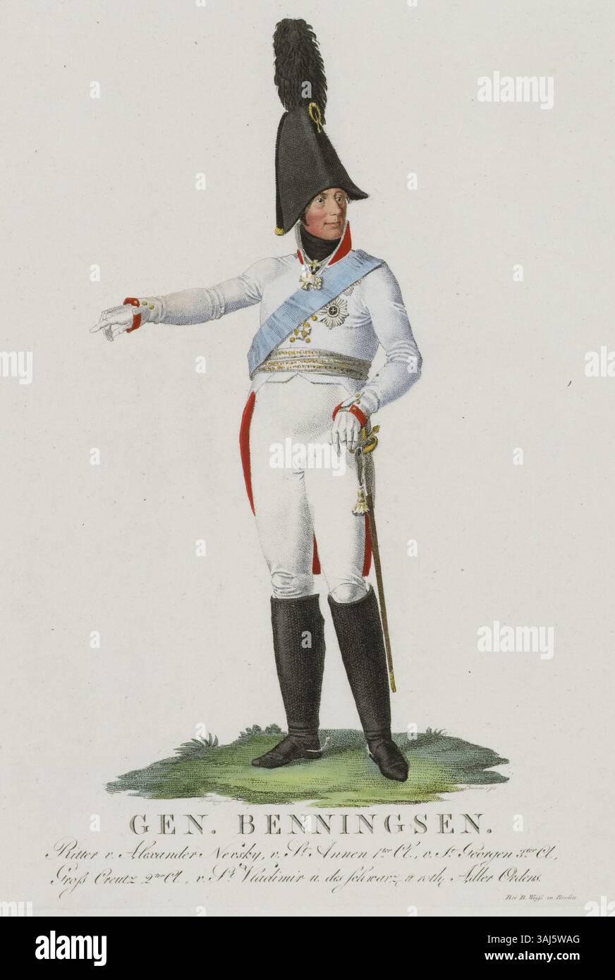 This colored copper engraving depicts General Levin August Theophil ...