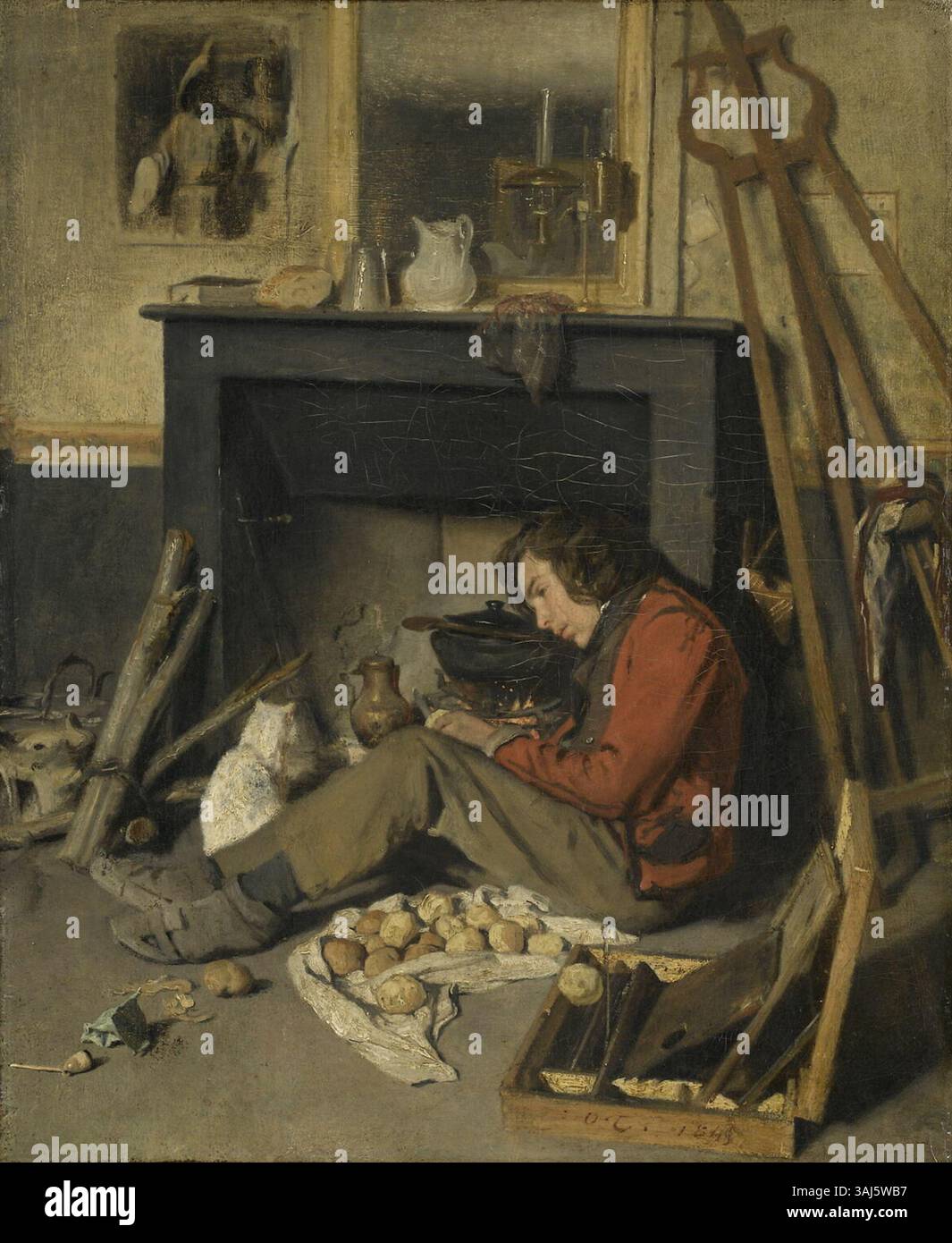 The artist's studio by Octave Tassaert (1800–1874) depicts the creative ...