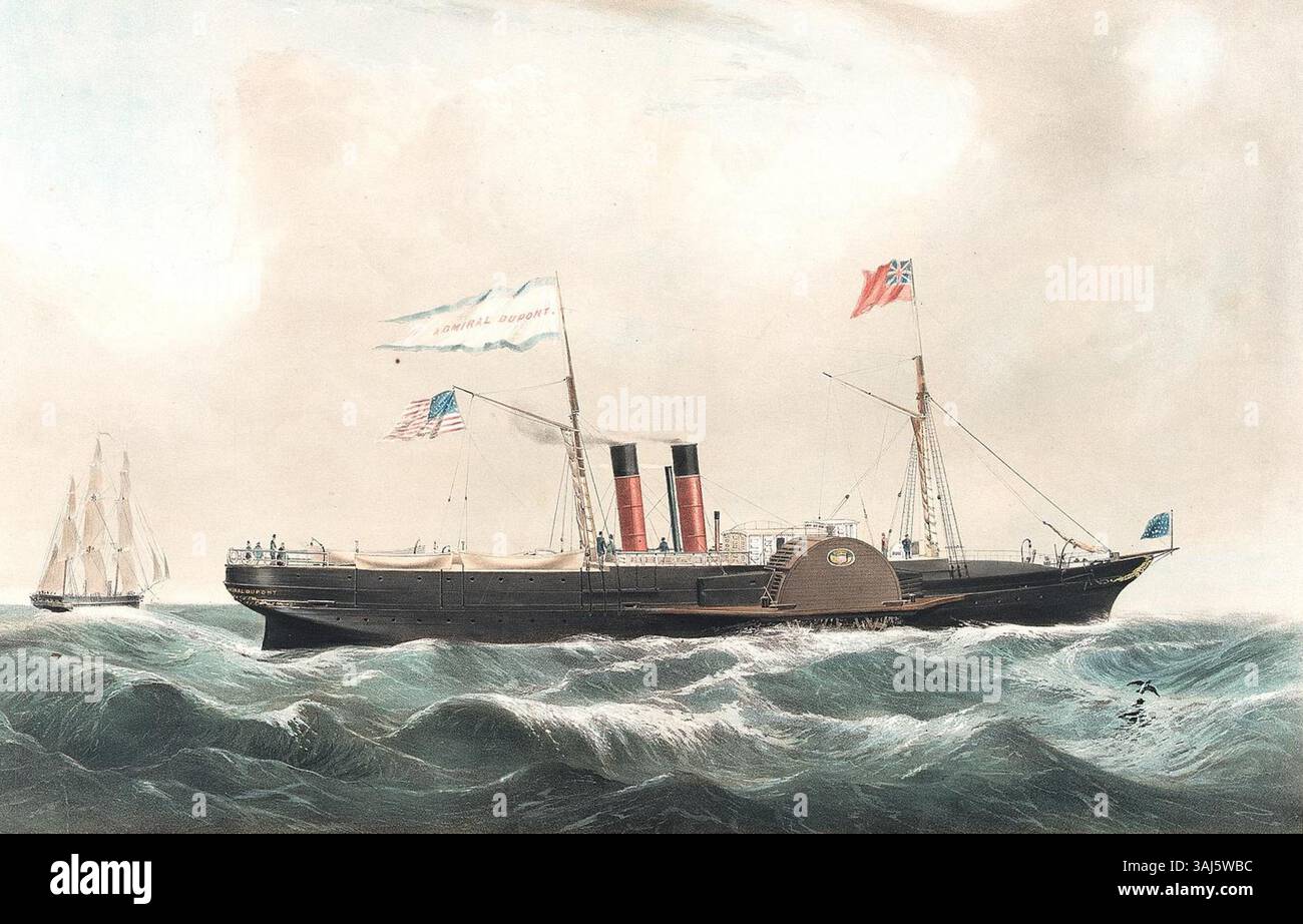 The painting of the paddle steamer *Admiral DuPont*, completed in 1847 ...