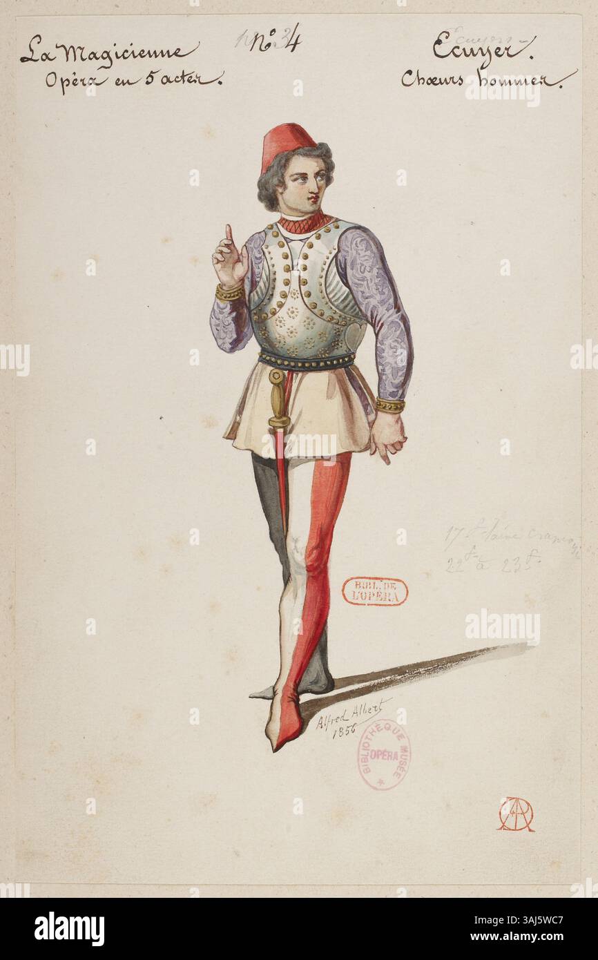 Alfred Albert's costume design from 1856-1858 for the character Ecuyer and male chorus in Halévy ...