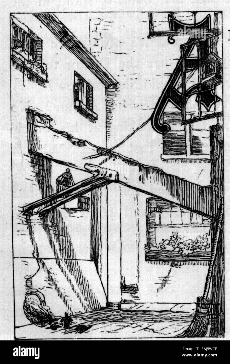 An illustration depicting an alleyway scene from 'Tom Brown's School ...