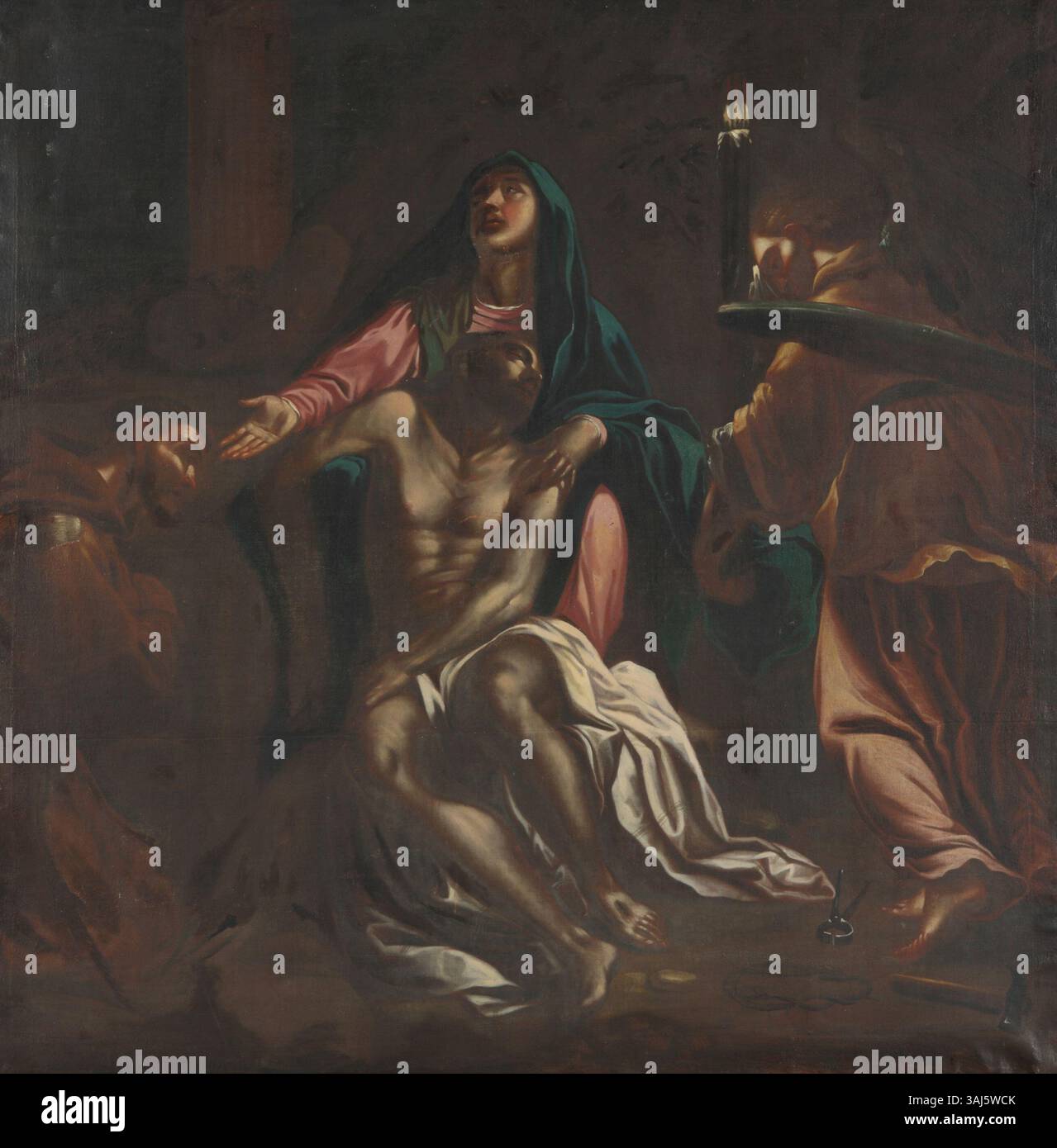 This 1690 painting titled 'Pietà' by Johann Christian Schröder depicts ...