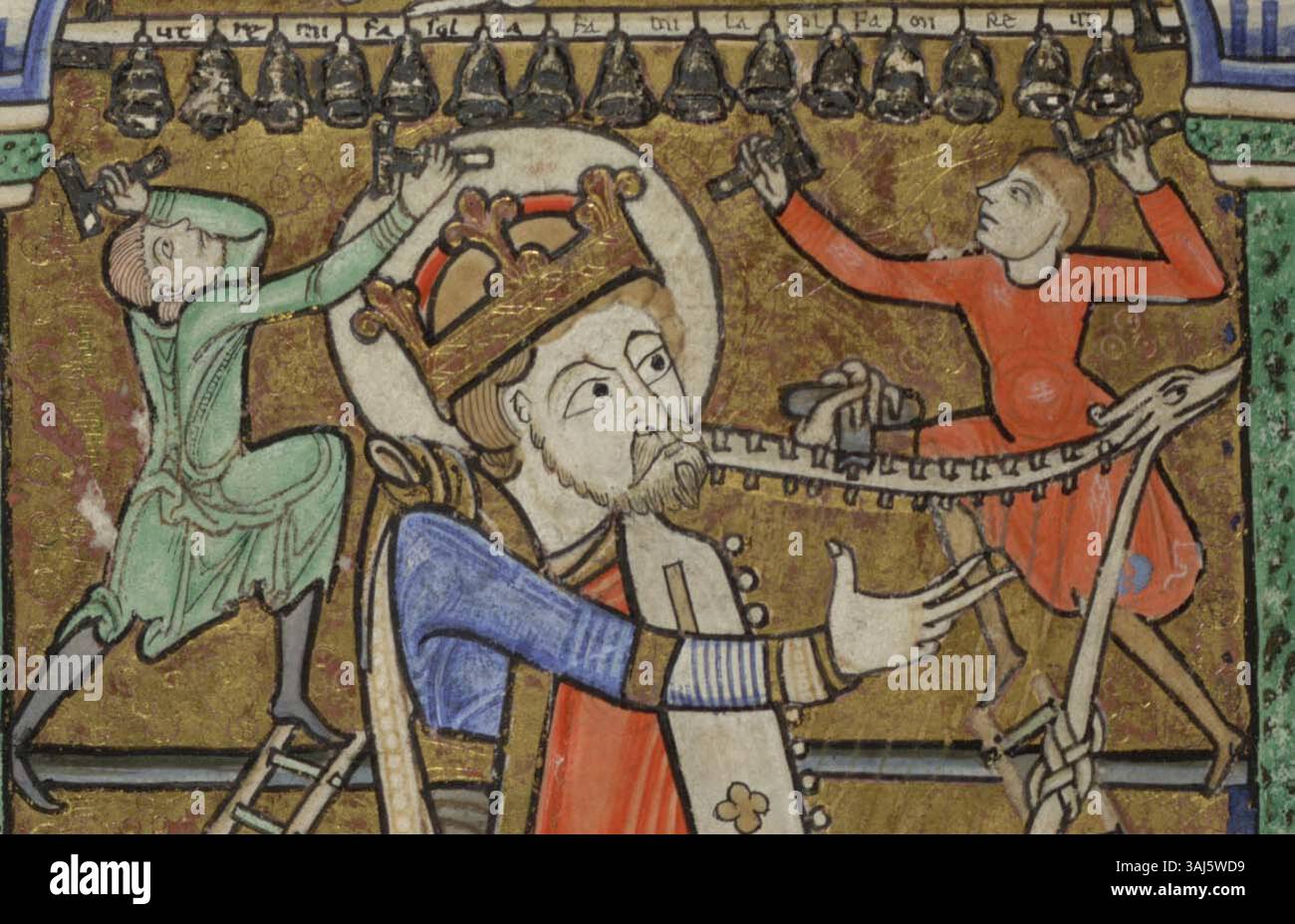 This illustration from a 12th-century manuscript shows King David ...