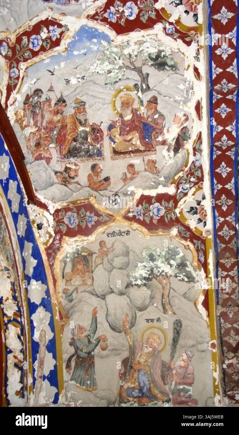 Fresco 8 at Gurdwara Baba Atal, painted by Jaimal Singh Naqqash, Mehtab Singh Naqqash, and Hukum ...
