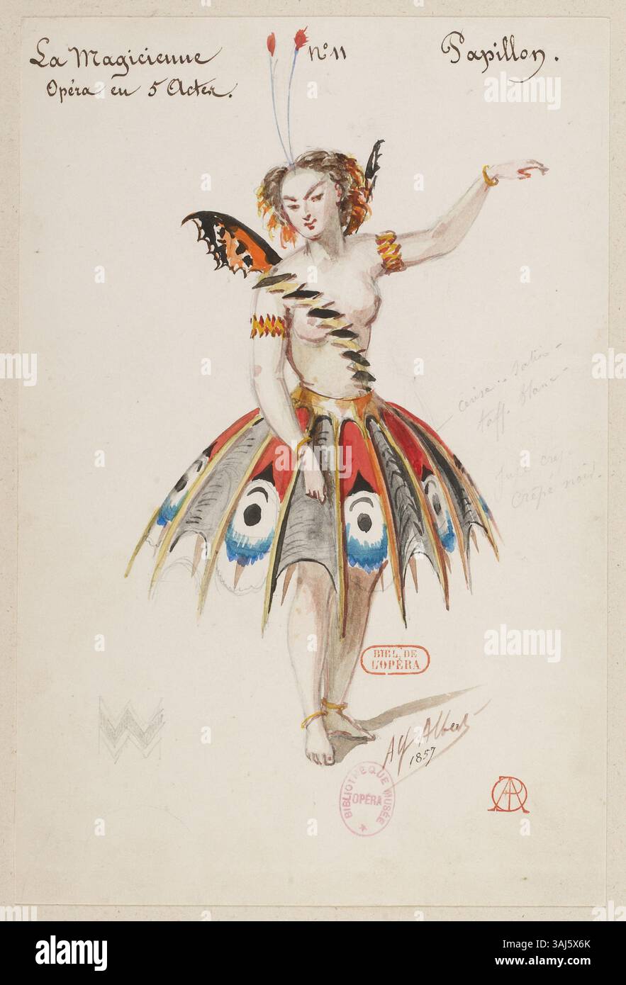 A costume design by Alfred Albert for the opera 'La Magicienne' (1856 ...