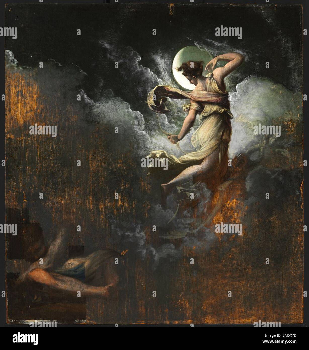 The painting 'Artemis and Orion,' attributed to the Emilian school ...