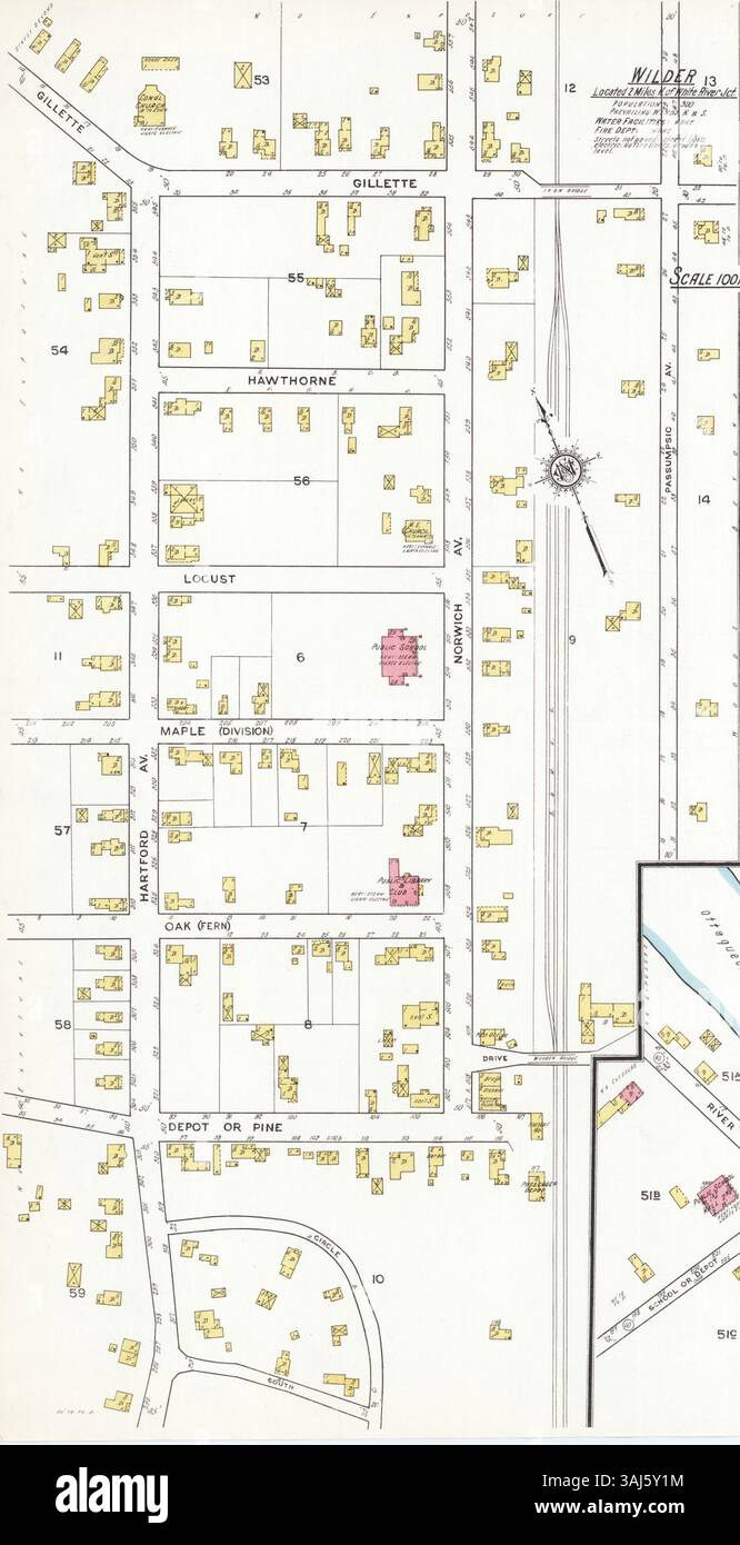 This Sanborn Fire Insurance Map from 1917 shows the layout of Wilder ...