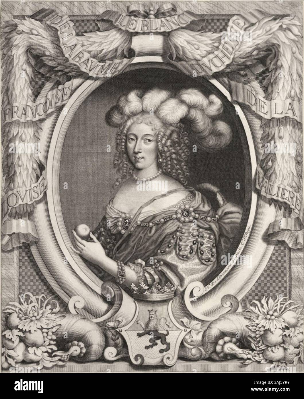 This engraving by Nicolas de Larmessin, circa 1667-1674, depicts Louise ...