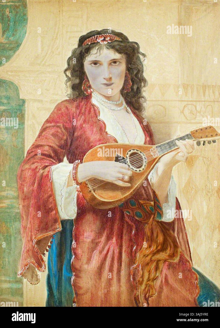 A portrait of a gipsy lady, possibly painted by Camille Victor Louis ...