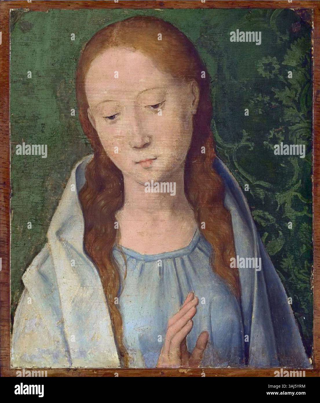 *Maria*, a part of a lost Annunciation painting by Hans Memling (1489), is a depiction of the ...
