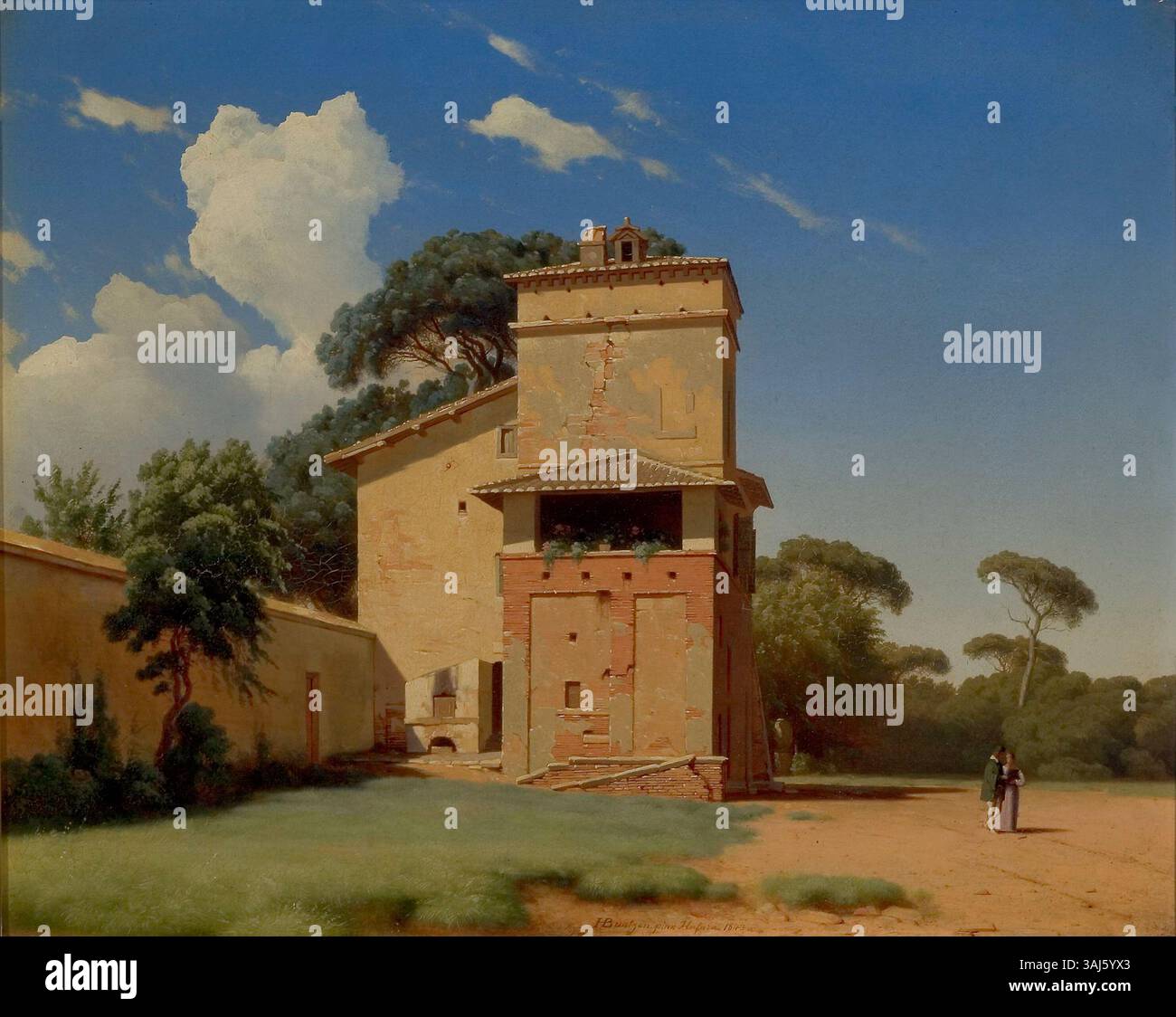 Heinrich Buntzen’s 1843 painting 'Casa del Portinaio in Villa Borghese ...