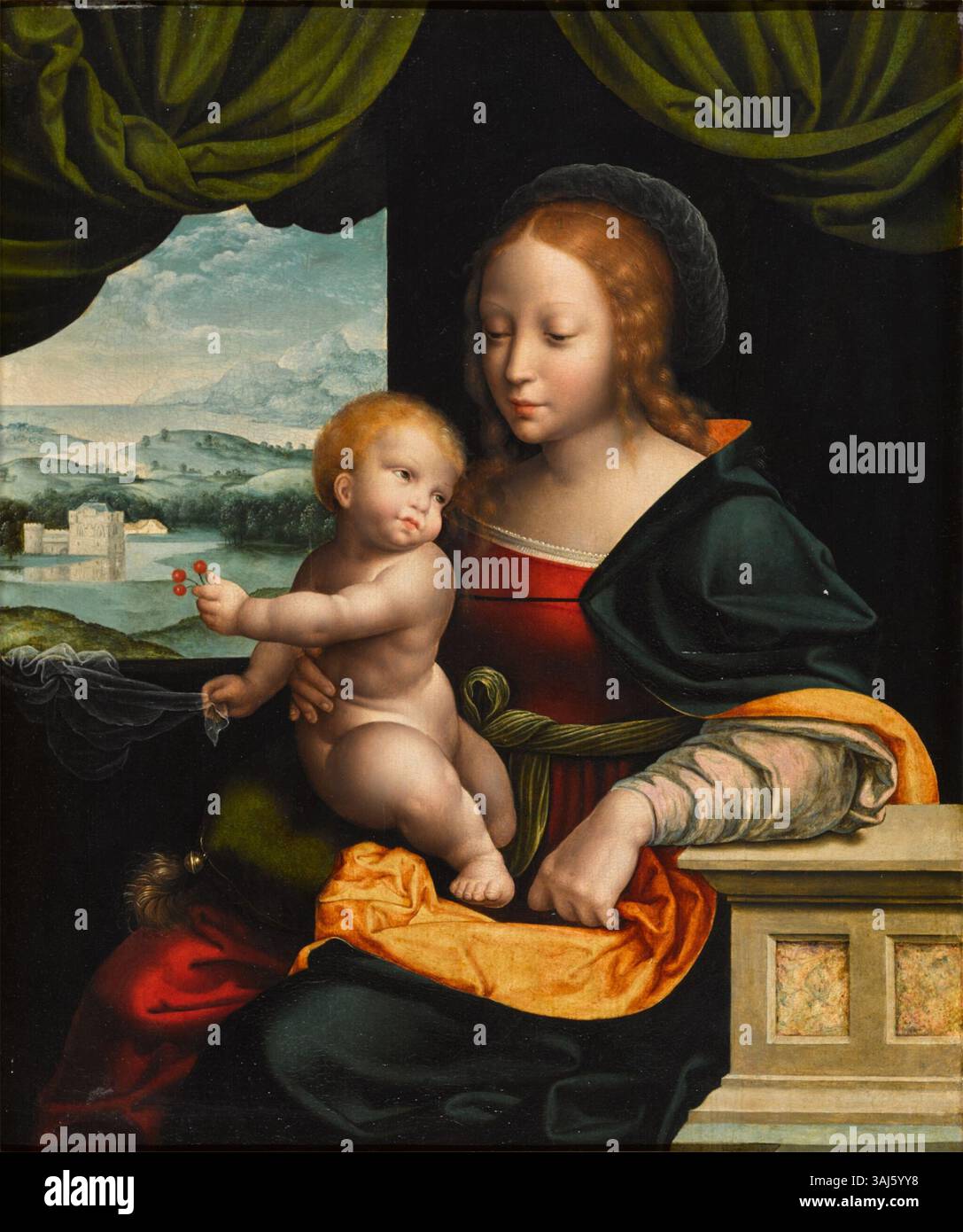 The Madonna of the Cherries, painted around 1550 in the workshop of ...