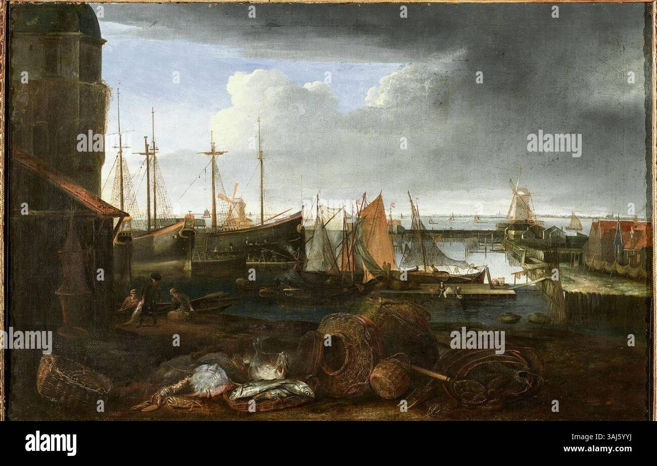 This 1675 oil on panel by Matthias Withoos depicts the Grashaven in ...