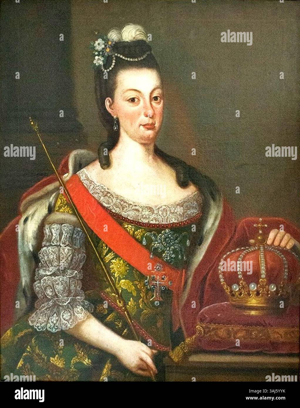 This 18th-century oil painting portrays Maria I of Portugal (1734-1816 ...