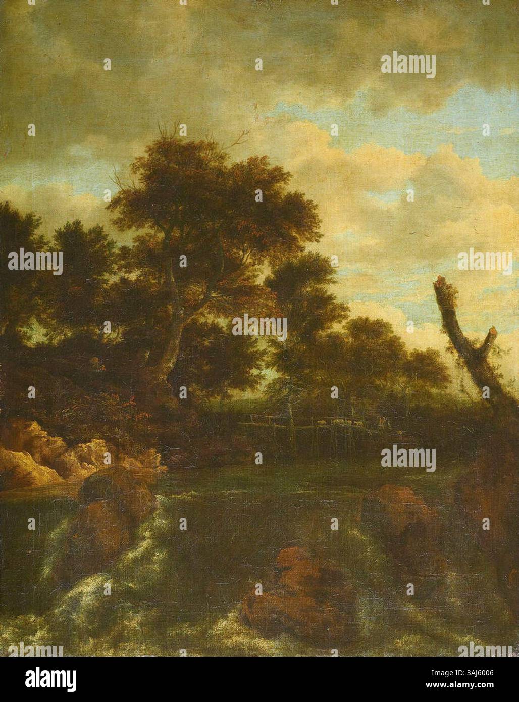 'Waterfall with Wooden Bridge' (circa 1670) by Jacob van Ruisdael ...