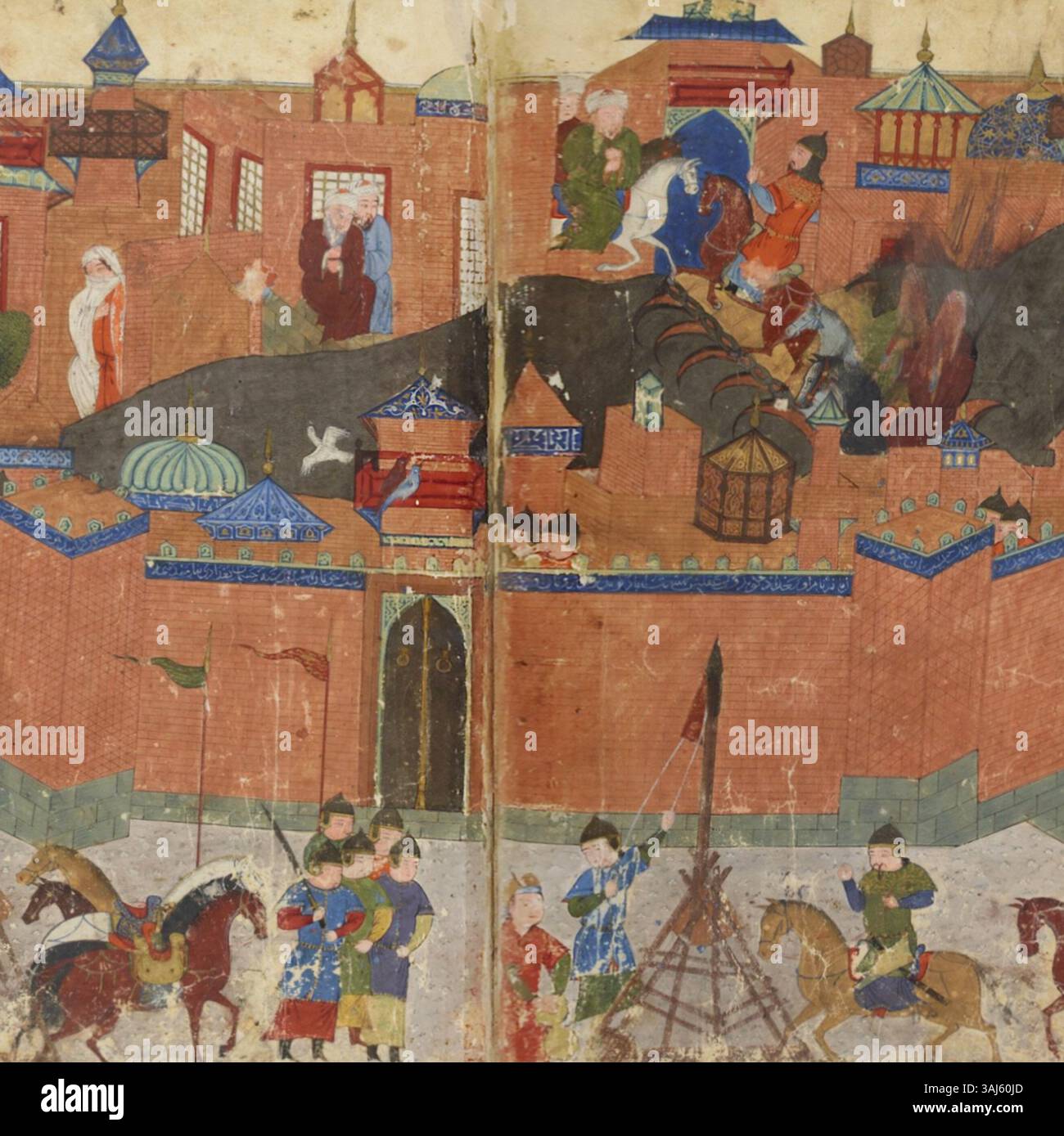 This 1430 painting shows the Mongol siege of Baghdad in 1258. The ...