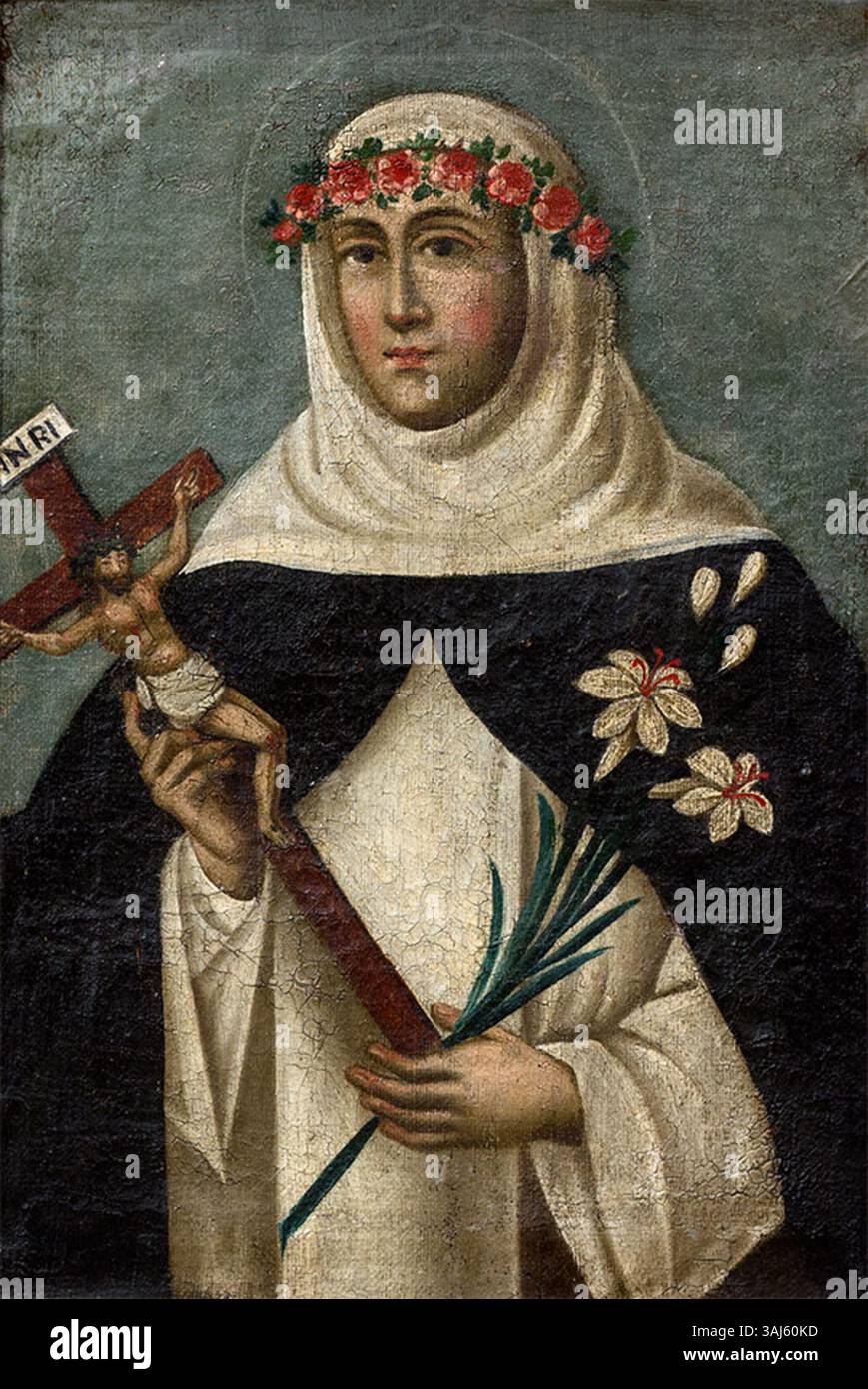 This 18th-century oil painting from the New Spanish School depicts ...