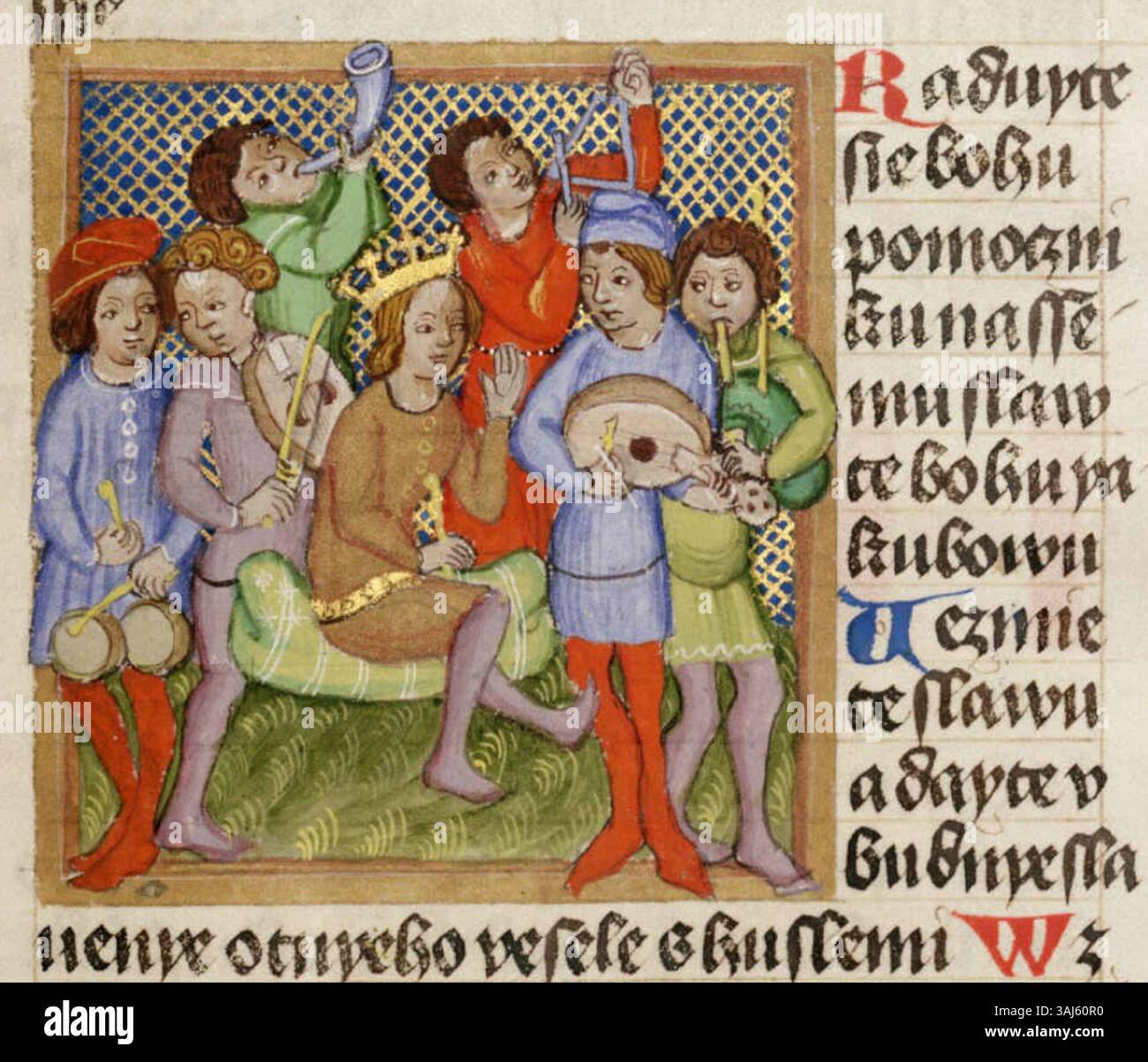 This illuminated manuscript from the Olomouc Bible features King David ...