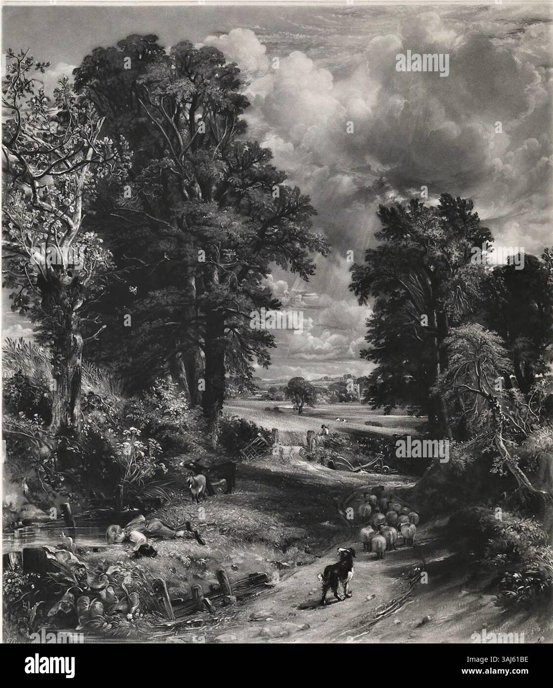 John Constable's 1834 mezzotint engraving, 'The Cornfield,' is a ...