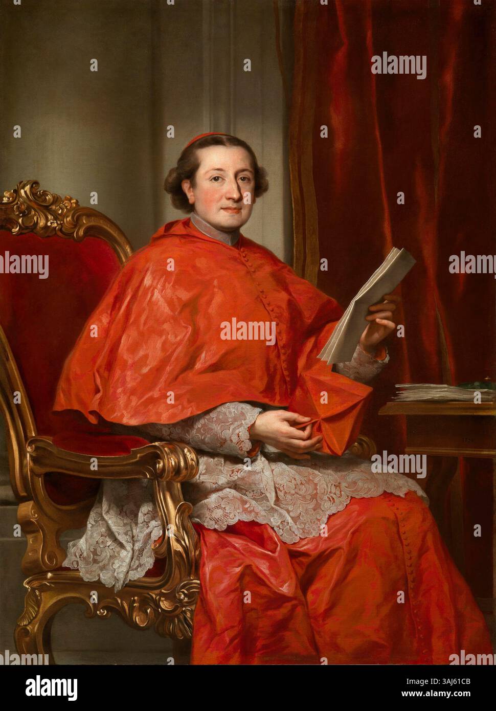 A portrait of Cardinal Carlo Rezzonico, painted by Anton Raphael Mengs ...