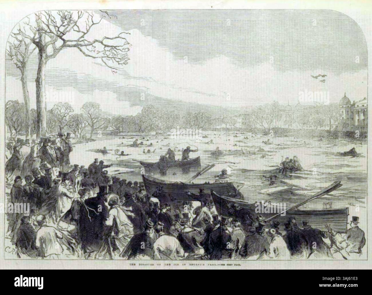 A depiction of the ice disaster at Regent's Park on January 26, 1867 ...