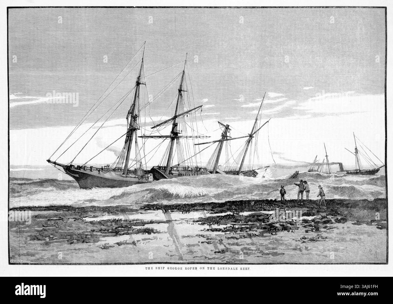 After Julian Ashton's 'George Roper Ashore' (1883) depicts the wreck of ...