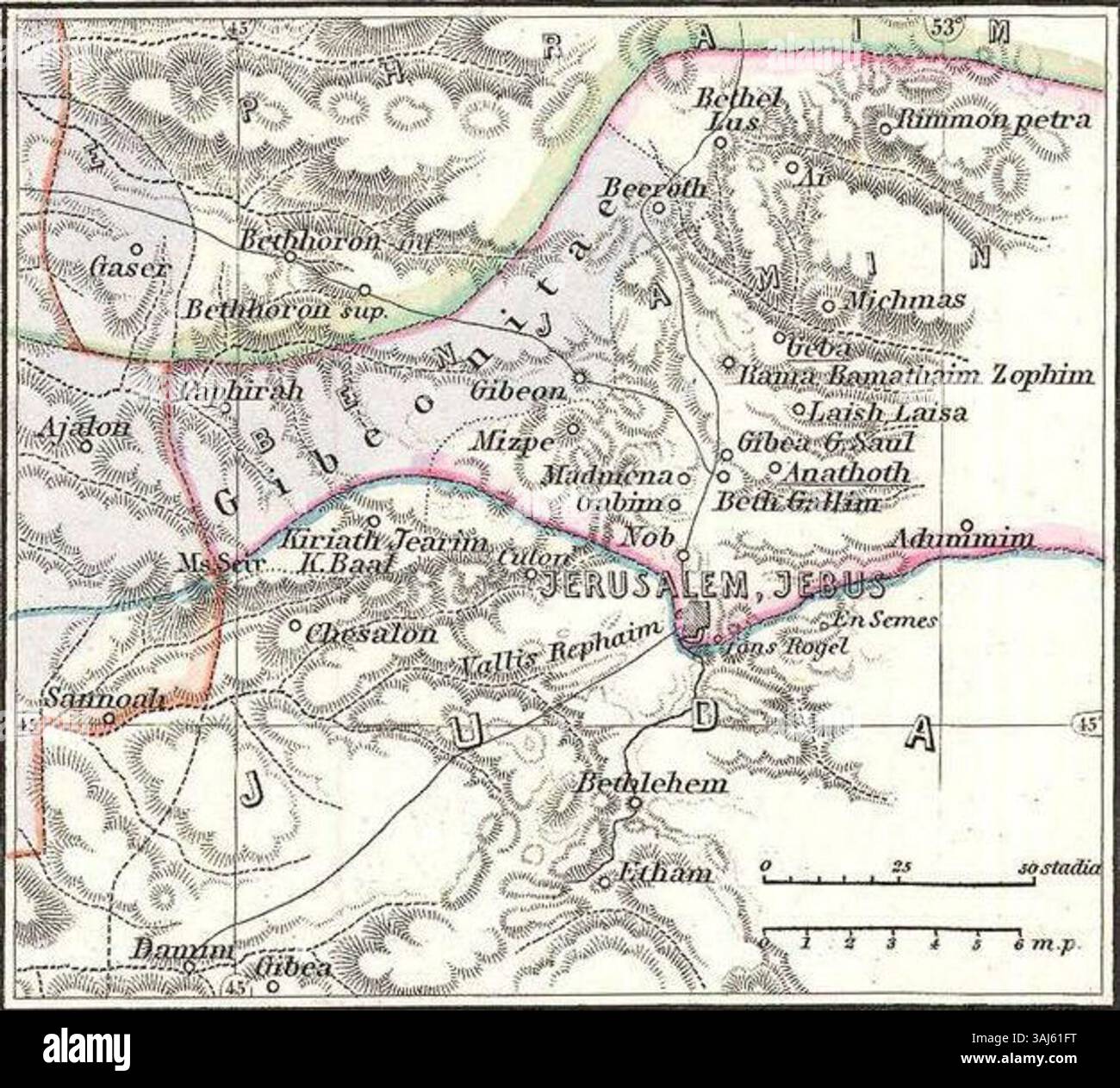This 1865 map by Karl von Spruner depicts Canaan, with a focus on the ...