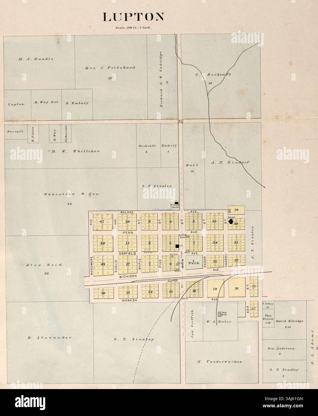 The 1903 plat map of Lupton, Michigan, shows detailed land parcels and ...