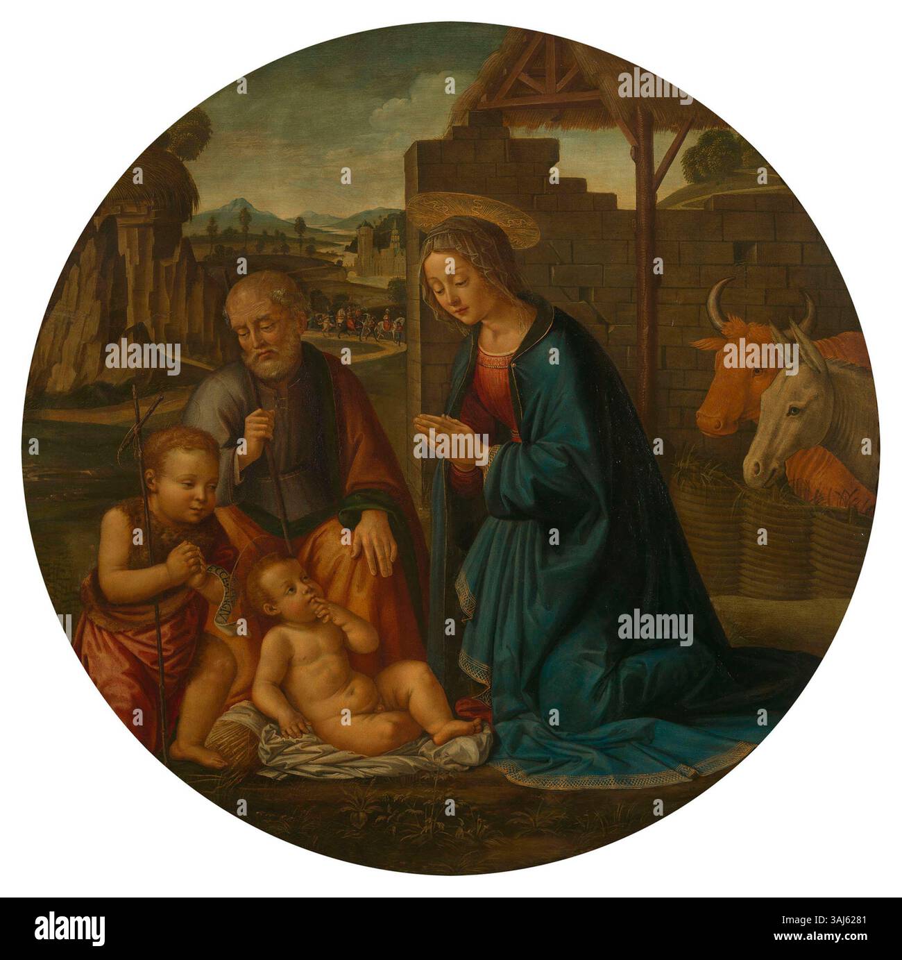 A painting attributed to Sebastiano Mainardi, depicting the Holy Family ...