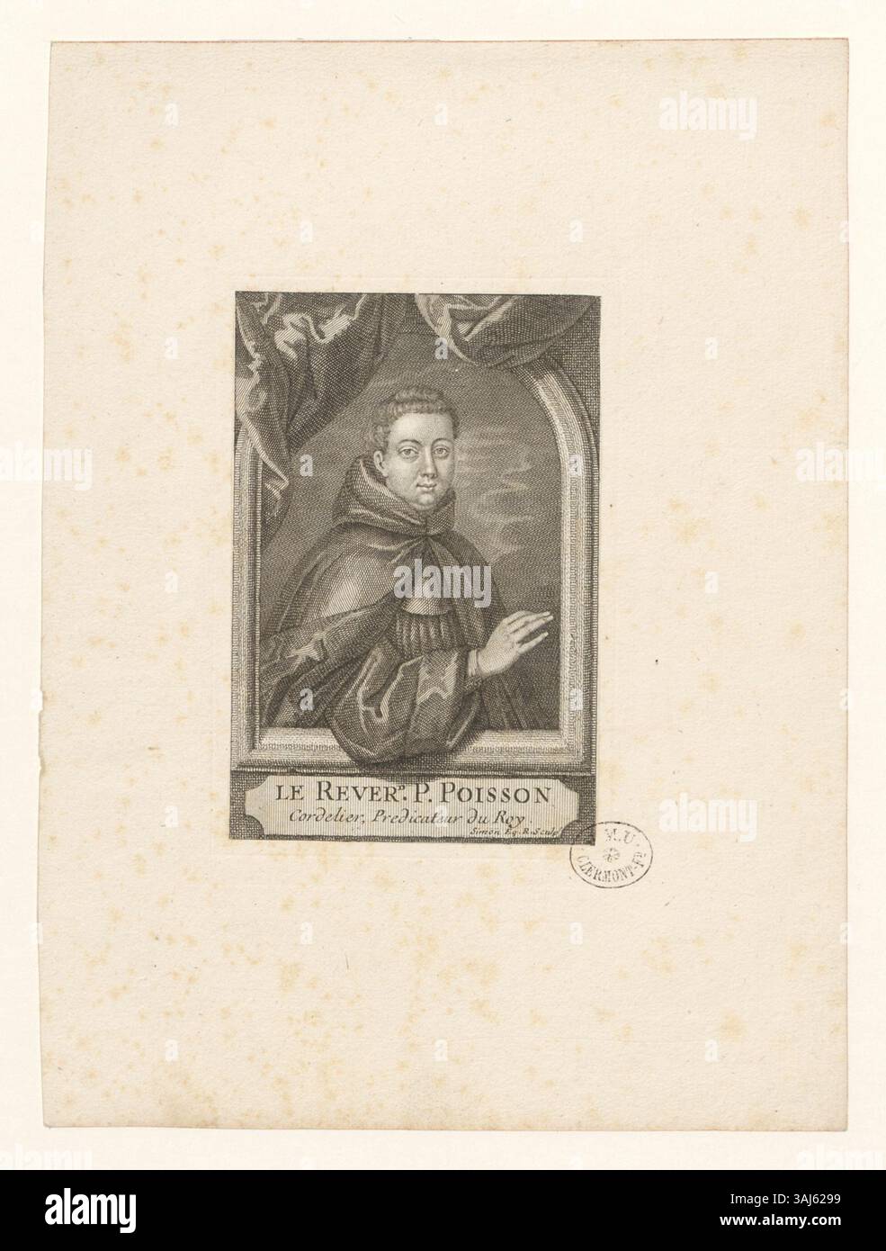 Intaglio print of Pierre Poisson, a Cordelier friar and royal preacher ...