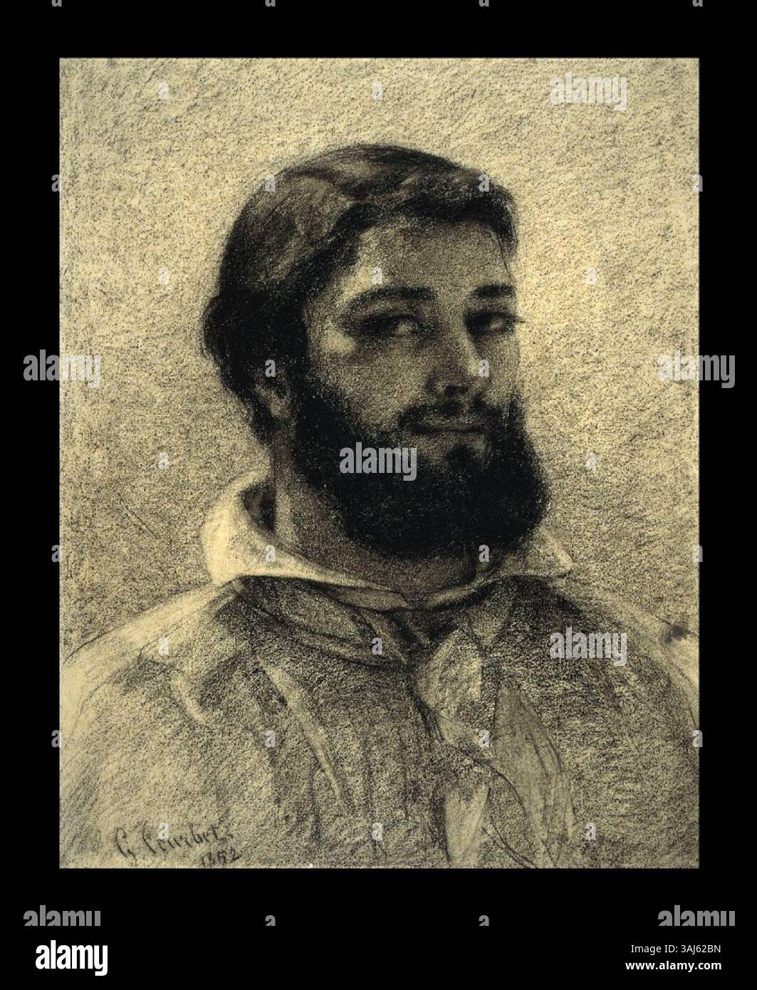 Self-portrait by Gustave Courbet, painted in 1852, depicting the artist ...