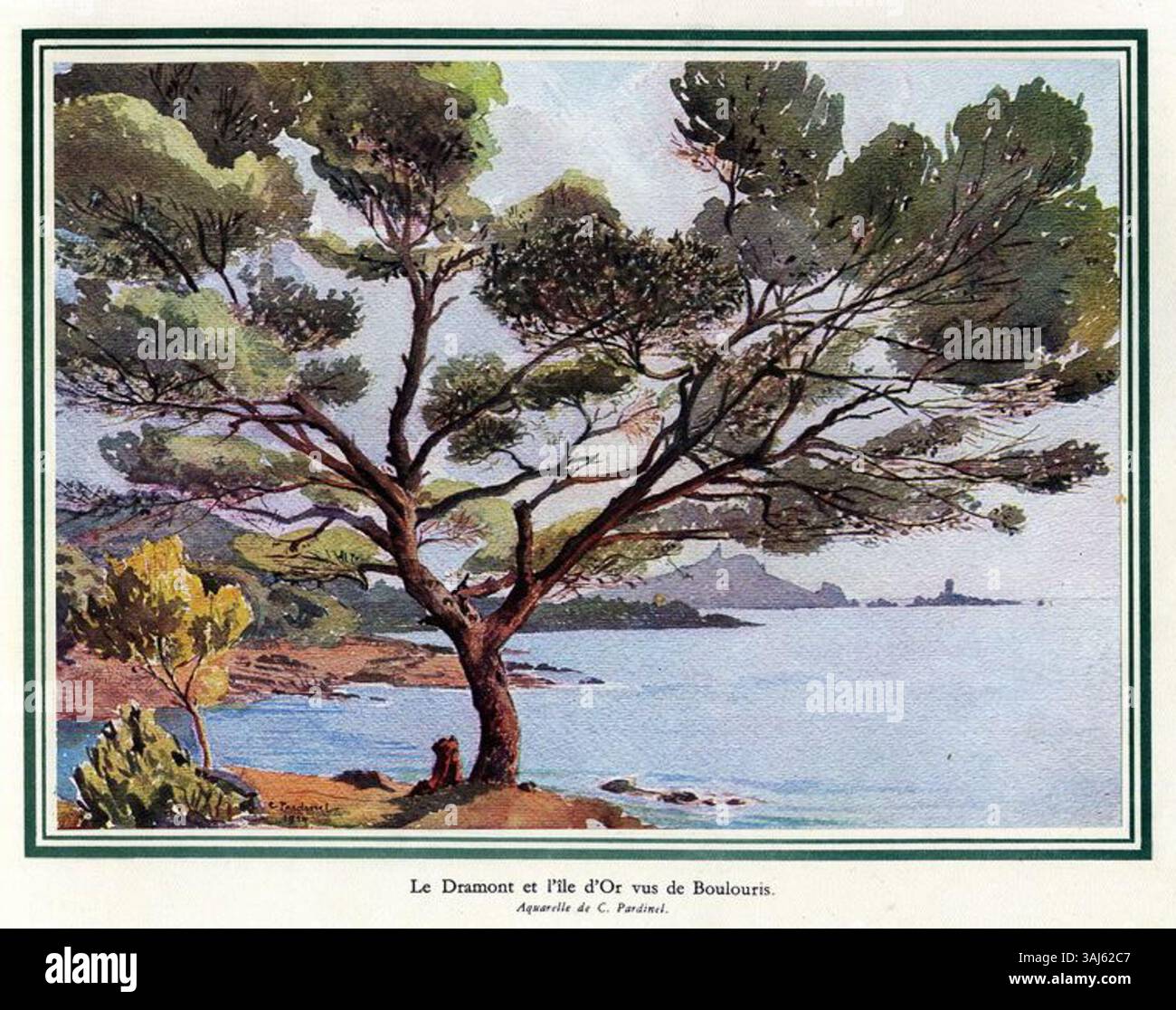 Charles Victor Pardinel’s watercolor painting of Le Dramont and Île d ...
