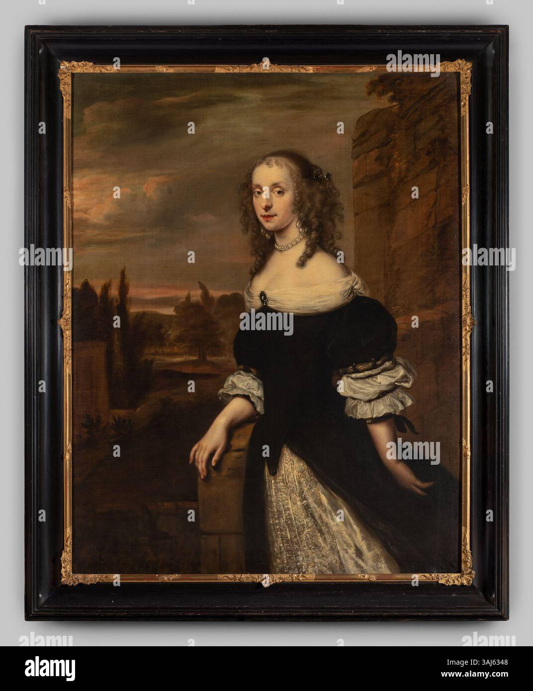 This portrait, created between 1650 and 1699, depicts an unknown woman ...